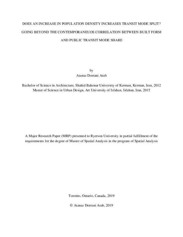 (PDF) Population Density's Impact on Transit Mode Share: A Longitudinal ...