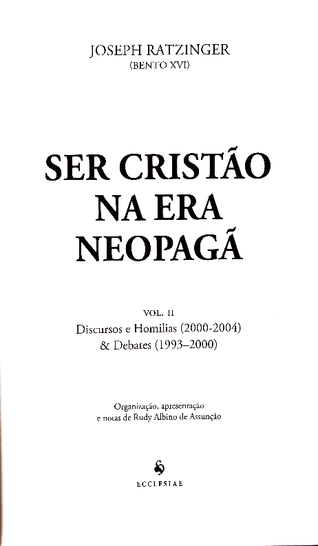 (PDF) RATZINGER, Joseph; ASSUNÇÃO, Rudy Albino de (org.). Ser cristão ...