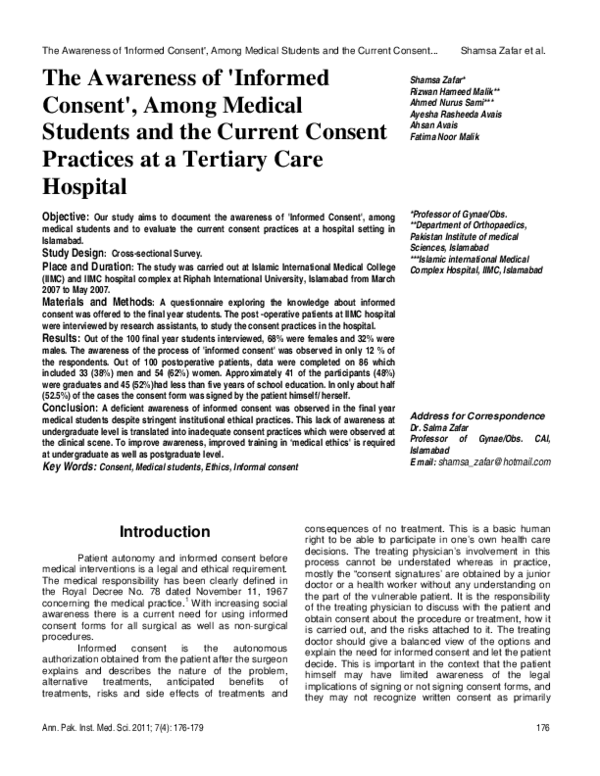 (PDF) The Awareness of'Informed Consent', Among Medical Students and ...