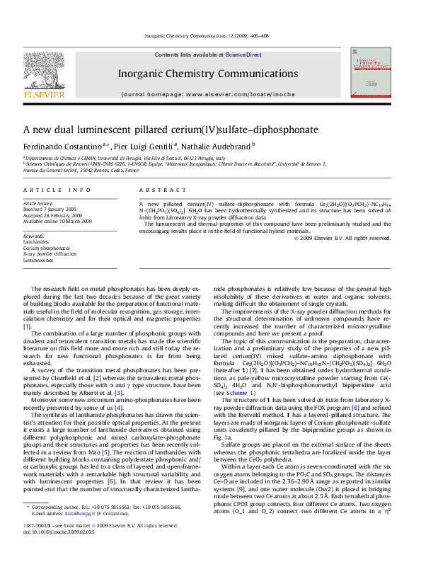(PDF) A new dual luminescent pillared cerium(IV)sulfate–diphosphonate