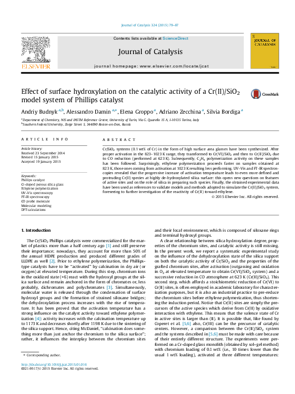 (PDF) Surface Hydroxylation Effects on Cr/SiO2 Catalyst