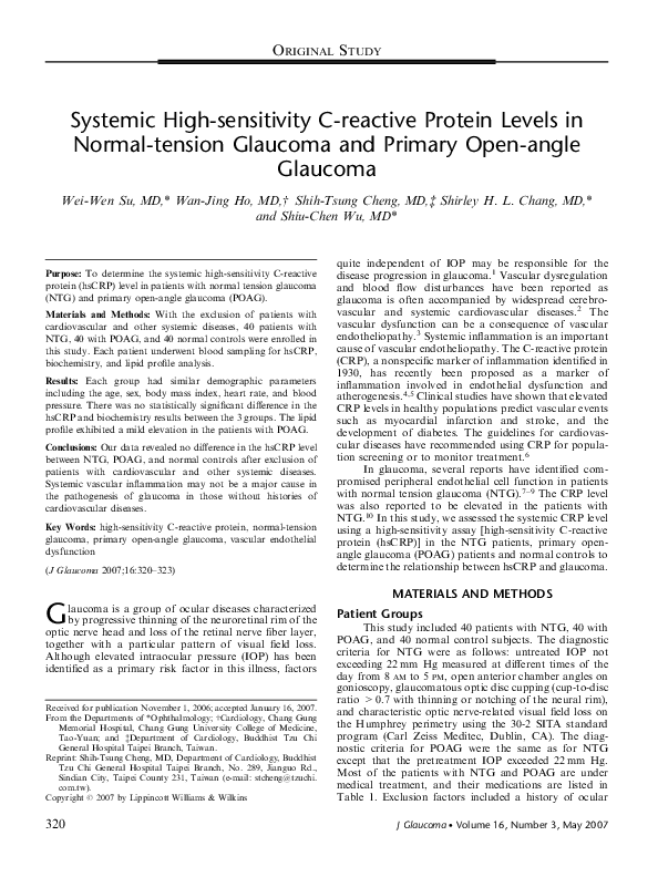 (PDF) Systemic High-sensitivity C-reactive Protein Levels in Normal ...