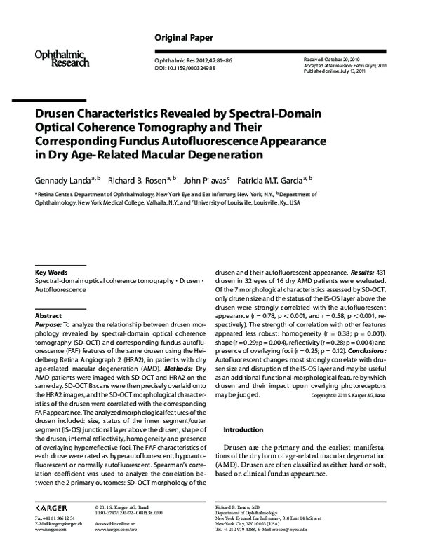 (PDF) Drusen Characteristics Revealed by Spectral-Domain Optical ...