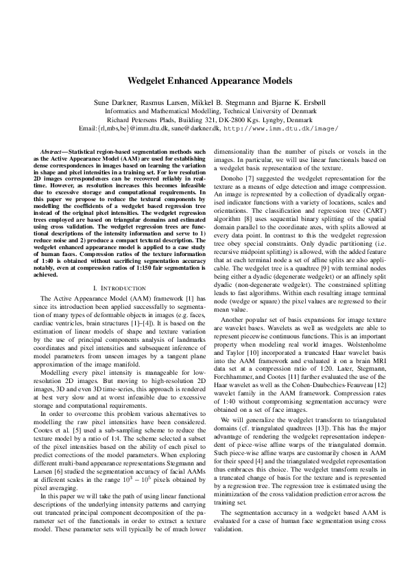 (PDF) Wedgelet Enhanced Appearance Models