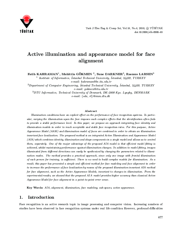 Pdf Active Illumination And Appearance Model For Face Alignment
