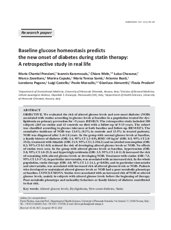 (PDF) Baseline glucose homeostasis predicts the new onset of diabetes ...
