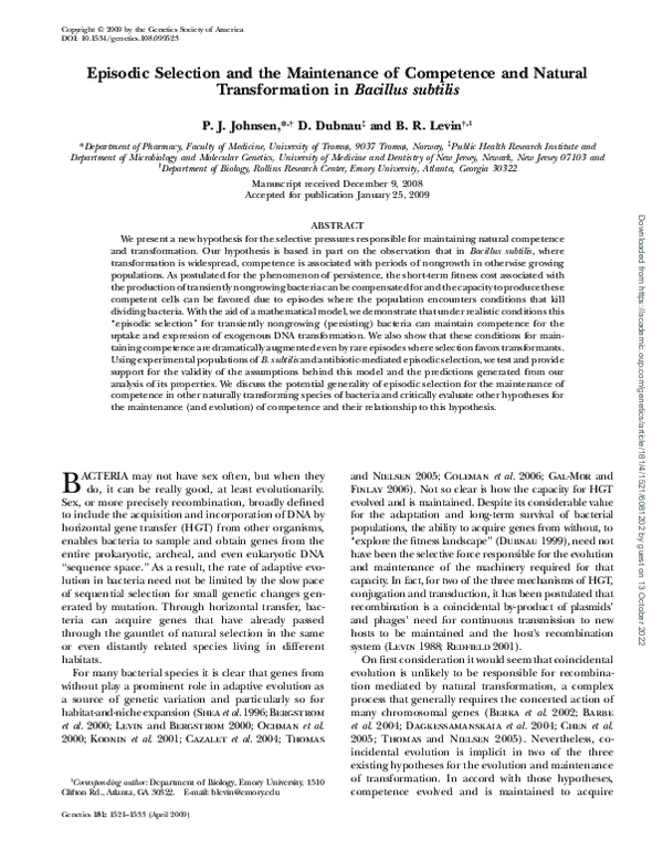 (PDF) Episodic Selection and the Maintenance of Competence and Natural ...