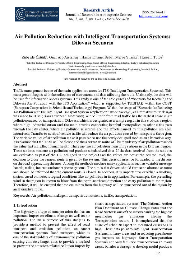 (PDF) Air Pollution Reduction with Intelligent Transportation Systems ...