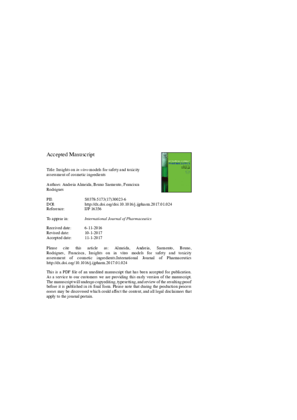 (PDF) Insights on in vitro models for safety and toxicity assessment of ...