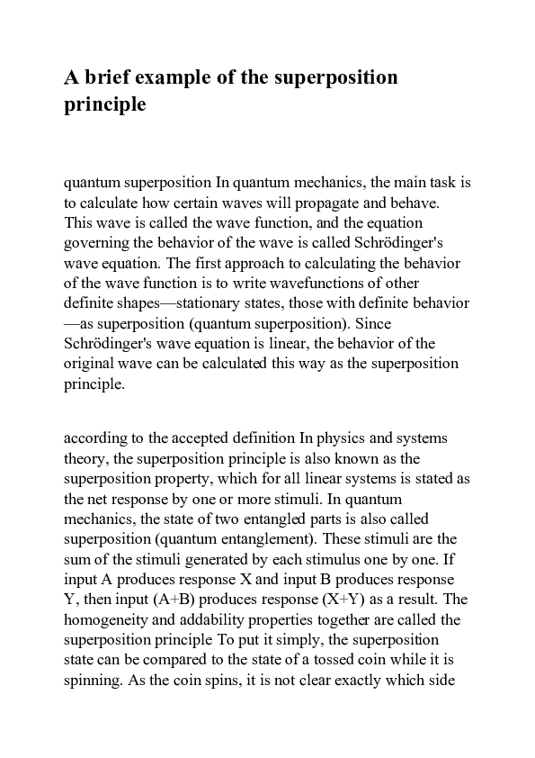 (DOC) A brief example of the superposition principle