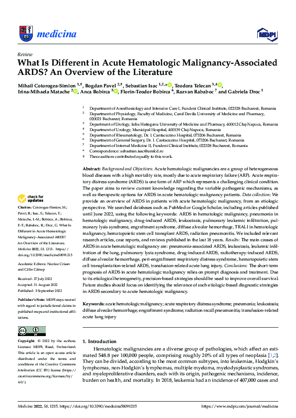(PDF) What Is Different in Acute Hematologic Malignancy-Associated ARDS ...