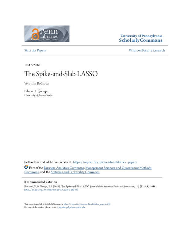 (PDF) The Spike-and-Slab LASSO