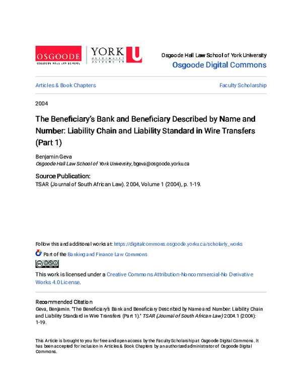 (PDF) The beneficiary's bank and beneficiary described by name and ...