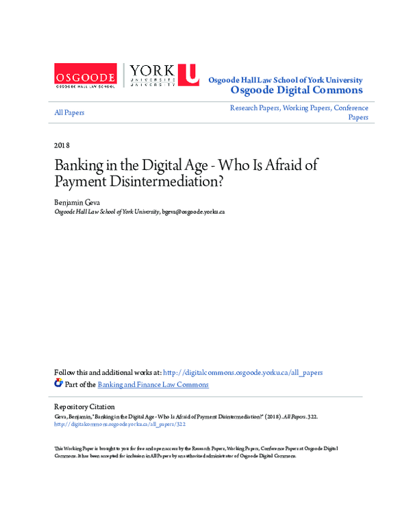 (PDF) Banking in the Digital Age - Who is Afraid of Payment ...