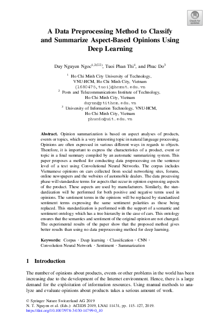 (PDF) A Data Preprocessing Method to Classify and Summarize Aspect-Based Opinions Using Deep ...