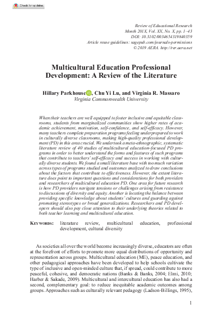 (PDF) Multicultural Education Professional Development: A Review of the Literature
