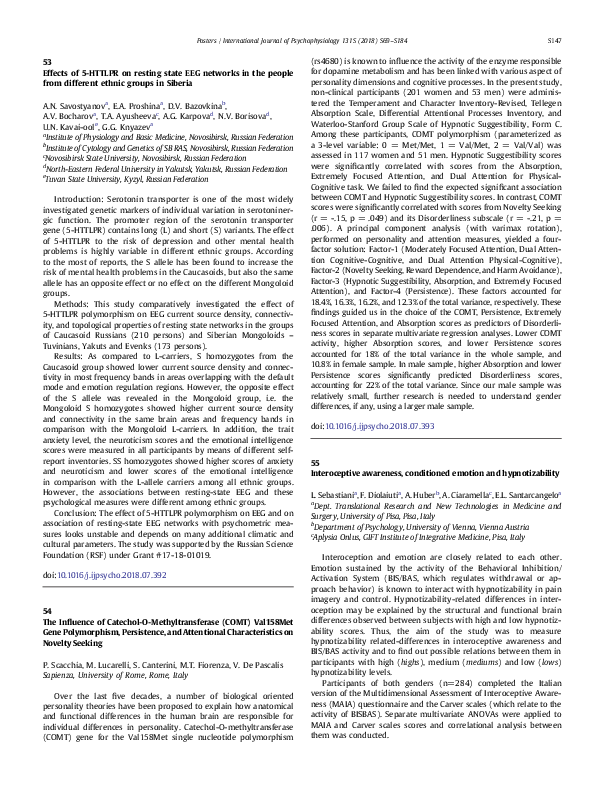 (PDF) Interoceptive awareness, conditioned emotion and hypnotizability