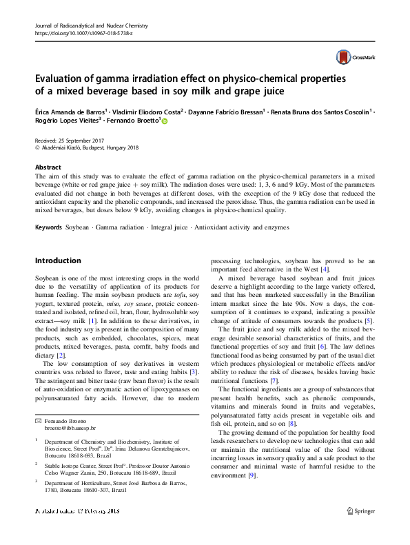 (PDF) Evaluation of gamma irradiation effect on physico-chemical ...