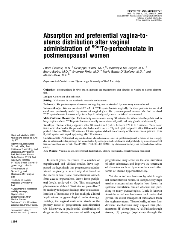 (PDF) Absorption and preferential vagina-to-uterus distribution after ...