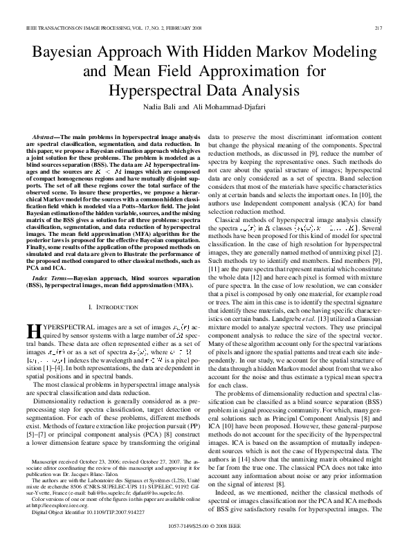 Pdf Bayesian Approach With Hidden Markov Modeling And Mean Field Approximation For