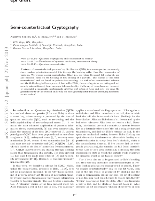 (PDF) Semi-counterfactual cryptography