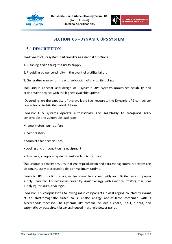 (DOC) SECTION 05 –DYNAMIC UPS SYSTEM