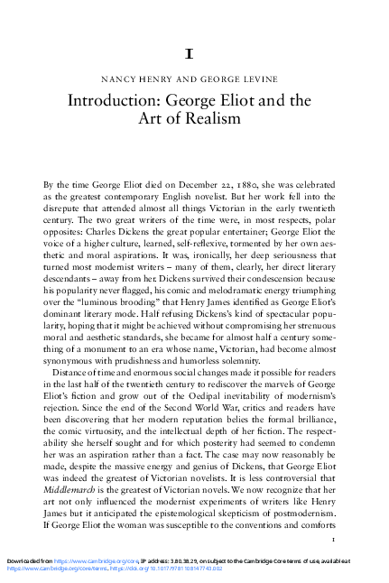 (PDF) Introduction: George Eliot and the Art of Realism