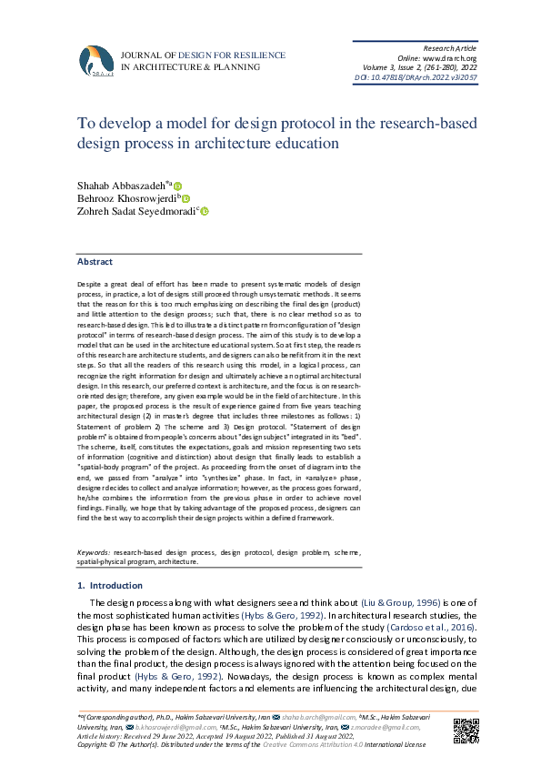 (PDF) To develop a model for design protocol in the research-based design process in ...