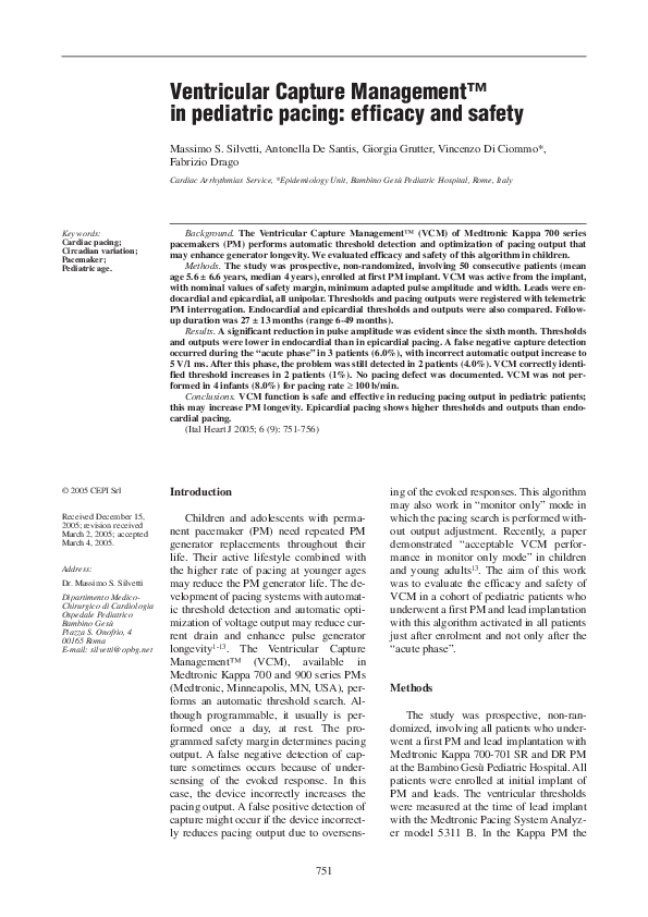(PDF) Ventricular capture management in pediatric pacing: efficacy and ...