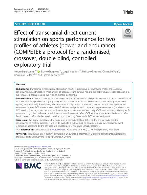 (PDF) Effect of transcranial direct current stimulation on sports ...