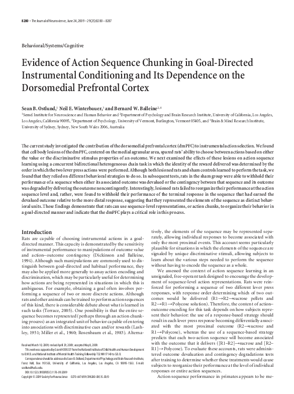 (PDF) Evidence of Action Sequence Chunking in Goal-Directed ...