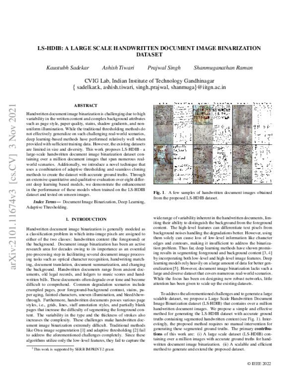 (PDF) LS-HDIB: A Large Scale Handwritten Document Image Binarization ...