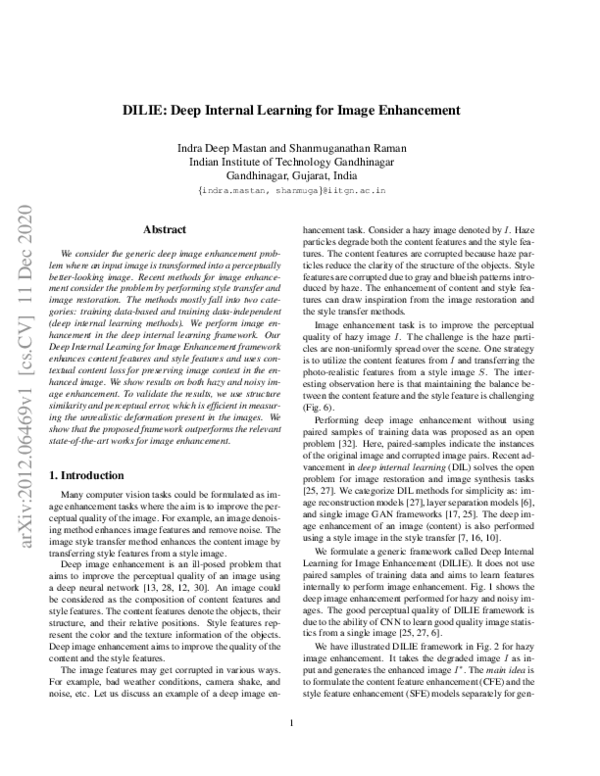(PDF) DILIE: Deep Internal Learning for Image Enhancement