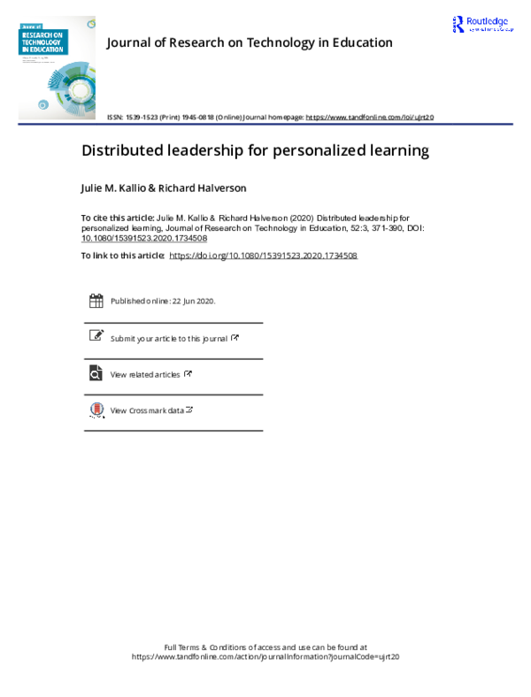 (PDF) Distributed leadership for personalized learning
