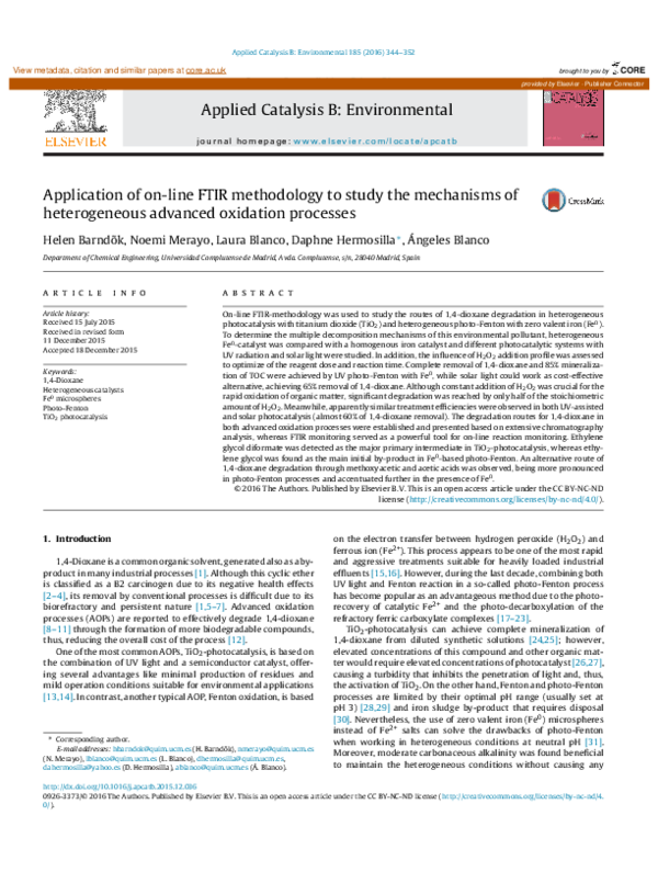 (PDF) Application of on-line FTIR methodology to study the mechanisms of heterogeneous advanced ...