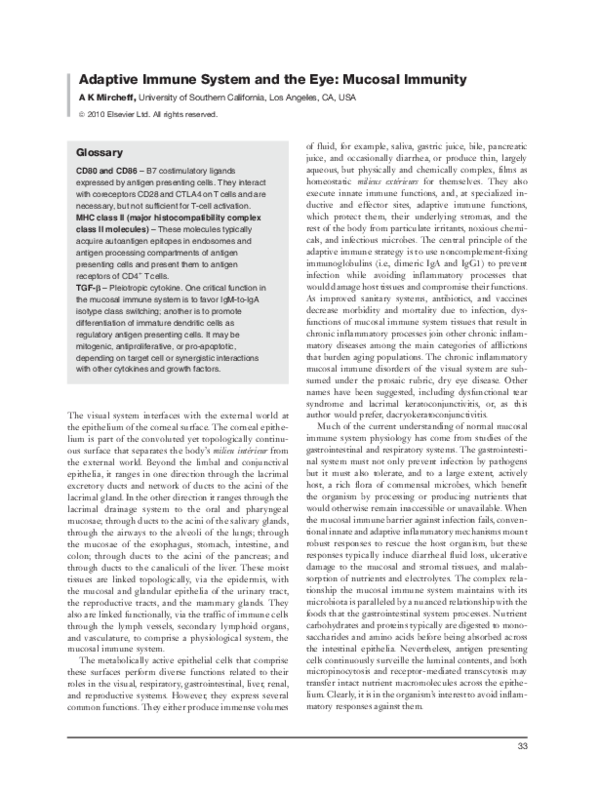 (PDF) Adaptive Immune System and the Eye: Mucosal Immunity