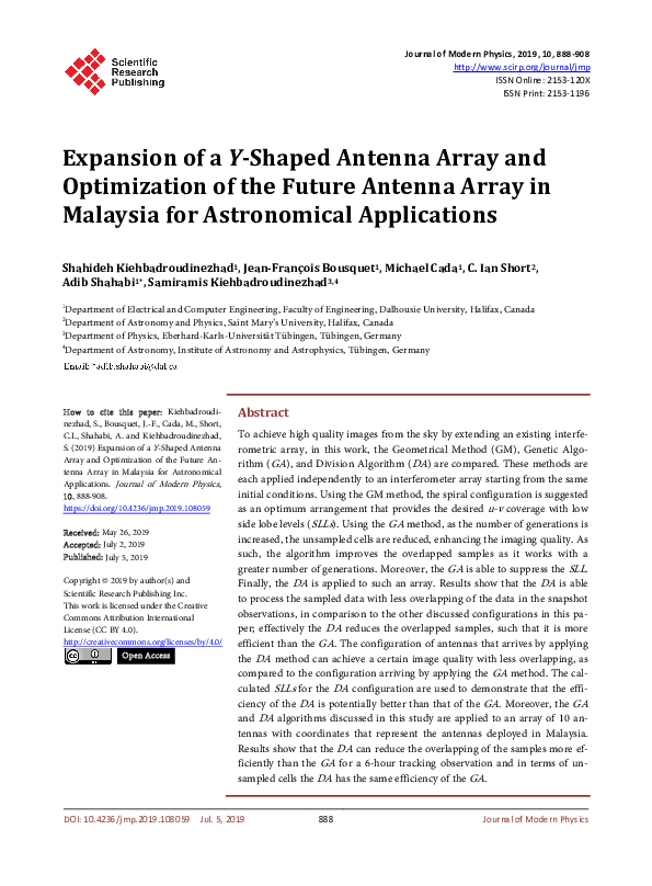 Pdf Expansion Of A Y Shaped Antenna Array And Optimization Of The Future Antenna Array In