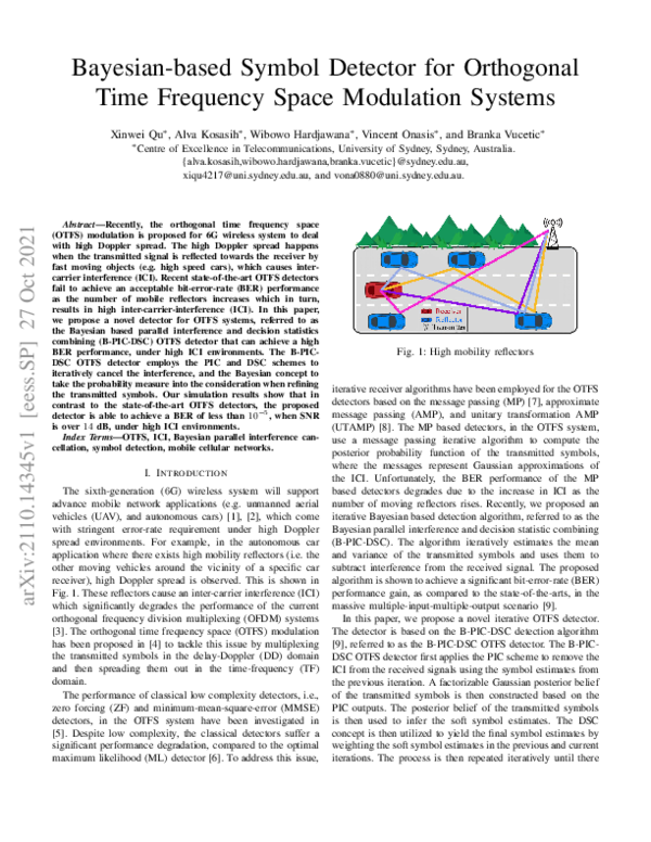 Pdf Bayesian Based Symbol Detector For Orthogonal Time Frequency Space Modulation Systems