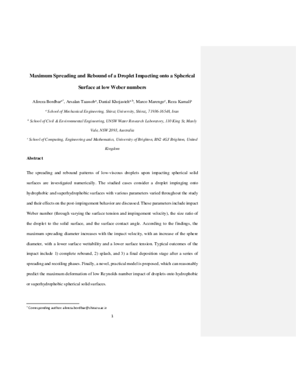 (PDF) Maximum Spreading and Rebound of a Droplet Impacting onto a ...