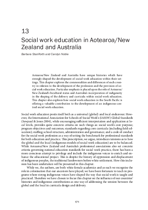(PDF) Social work education in Aotearoa/New Zealand and Australia