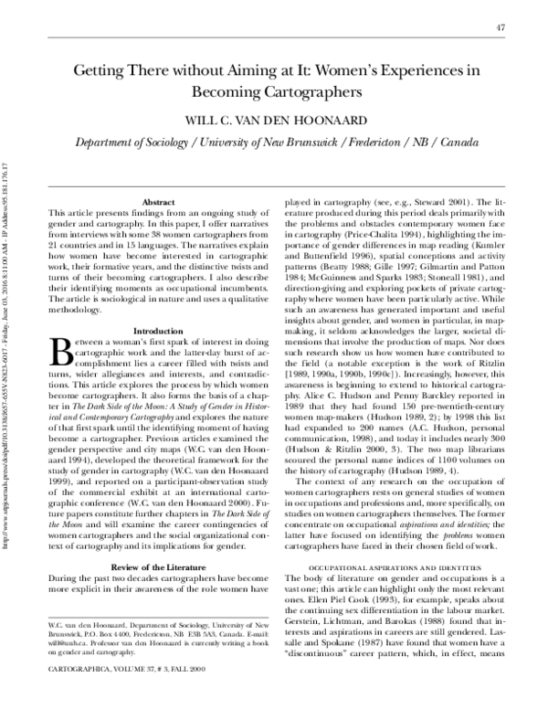 (PDF) Getting There without Aiming at It: Women's Experiences in ...