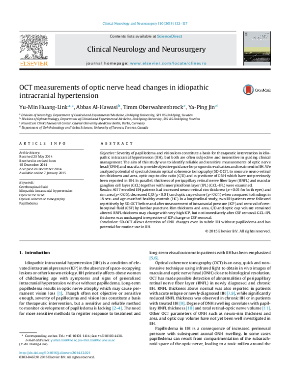 (PDF) OCT measurements of optic nerve head changes in idiopathic ...