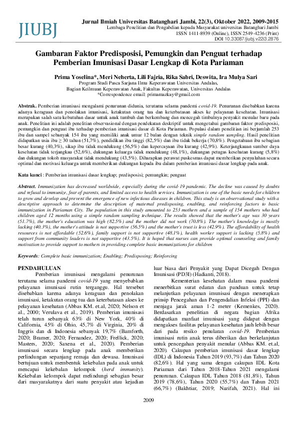 (PDF) Gambaran Faktor Predisposisi, Pemungkin dan Penguat terhadap ...