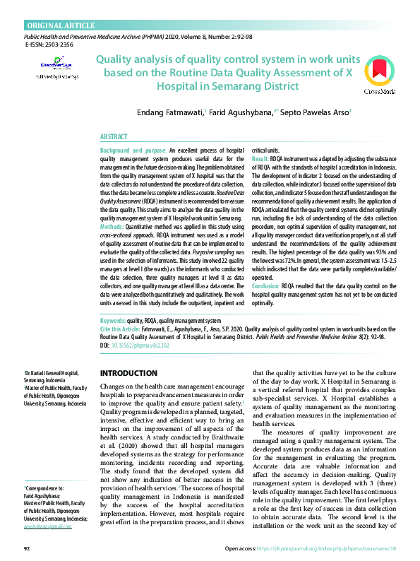(PDF) Quality analysis of quality control system in work units based on ...
