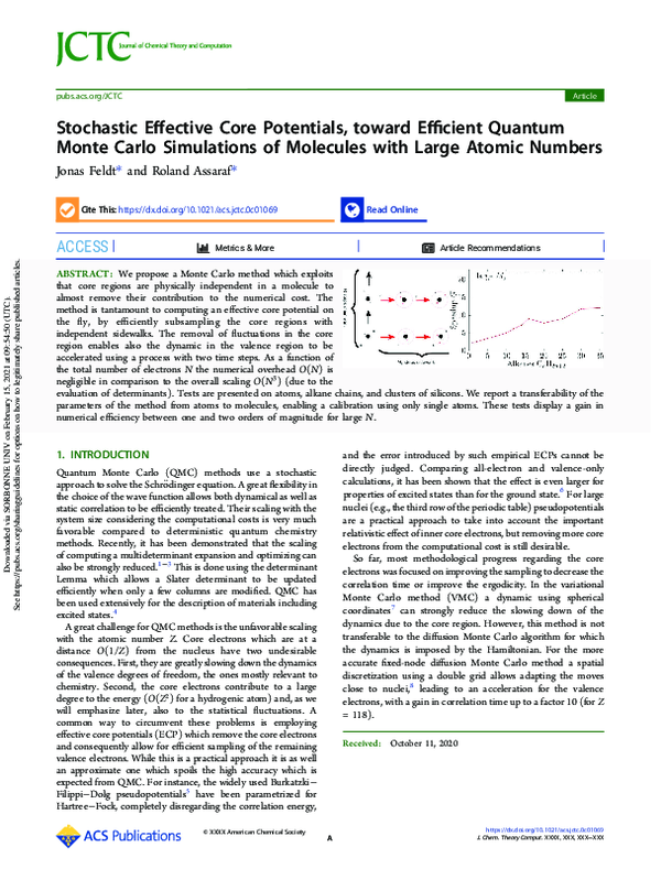 (PDF) Stochastic Effective Core Potentials, toward Efficient Quantum ...