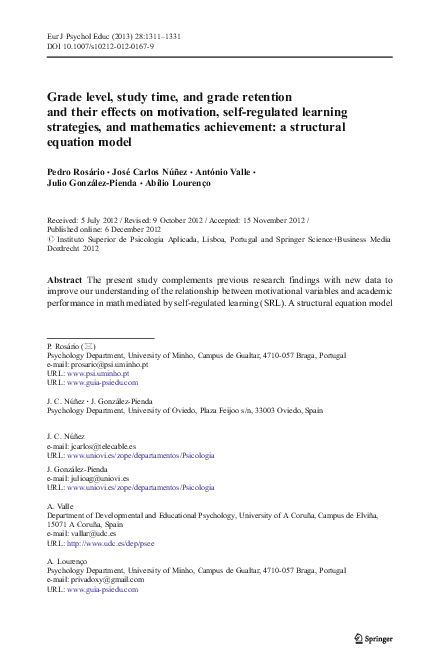 (PDF) Grade level, study time, and grade retention and their effects on ...