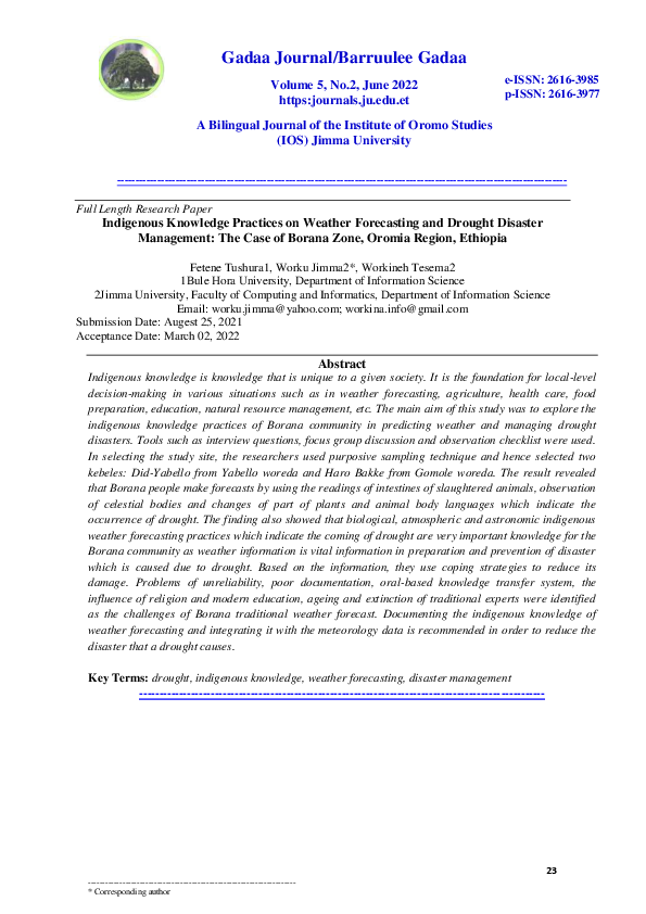 (PDF) Indigenous Knowledge Practices on Weather Forecasting and Drought ...