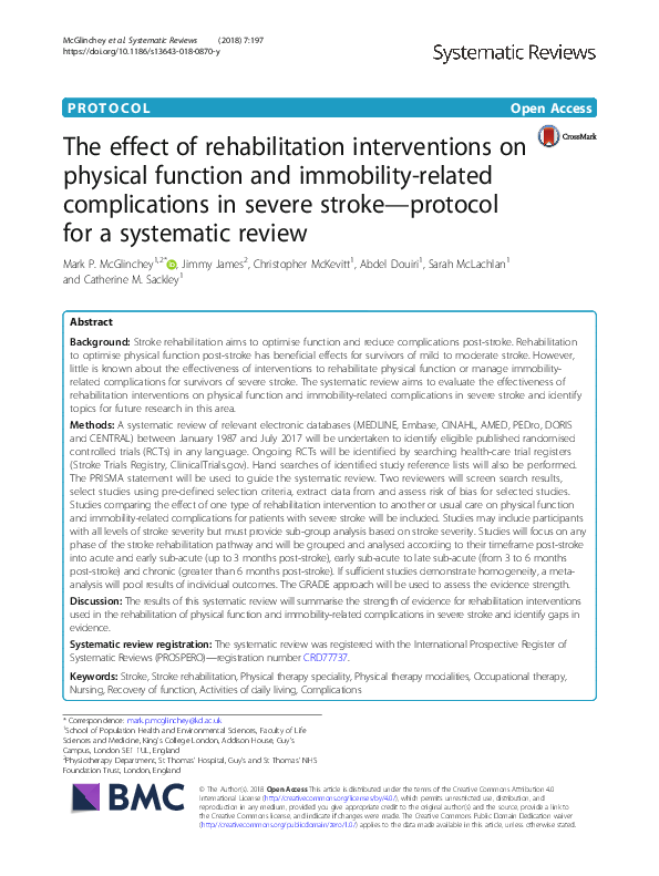 (PDF) The effect of rehabilitation interventions on physical function and immobility-related ...