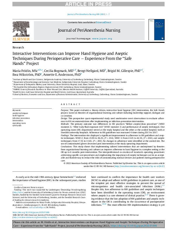 (PDF) Interactive Interventions can Improve Hand Hygiene and Aseptic ...
