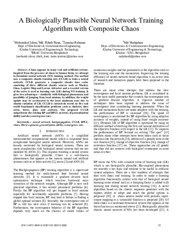 (PDF) A biologically plausible neural network training algorithm with composite chaos